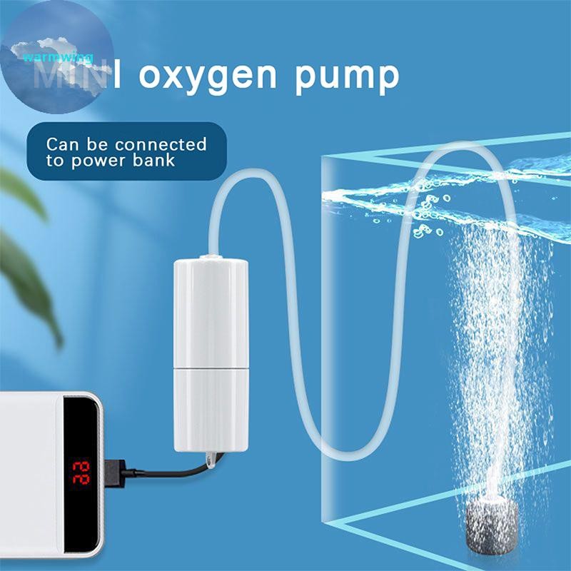 Warmwing Aquarium ออกซิเจนปั๊มลมถังปลา USB Silent Air Compressor Aerator แบบพกพา Mini ขนาดเล็ก ...