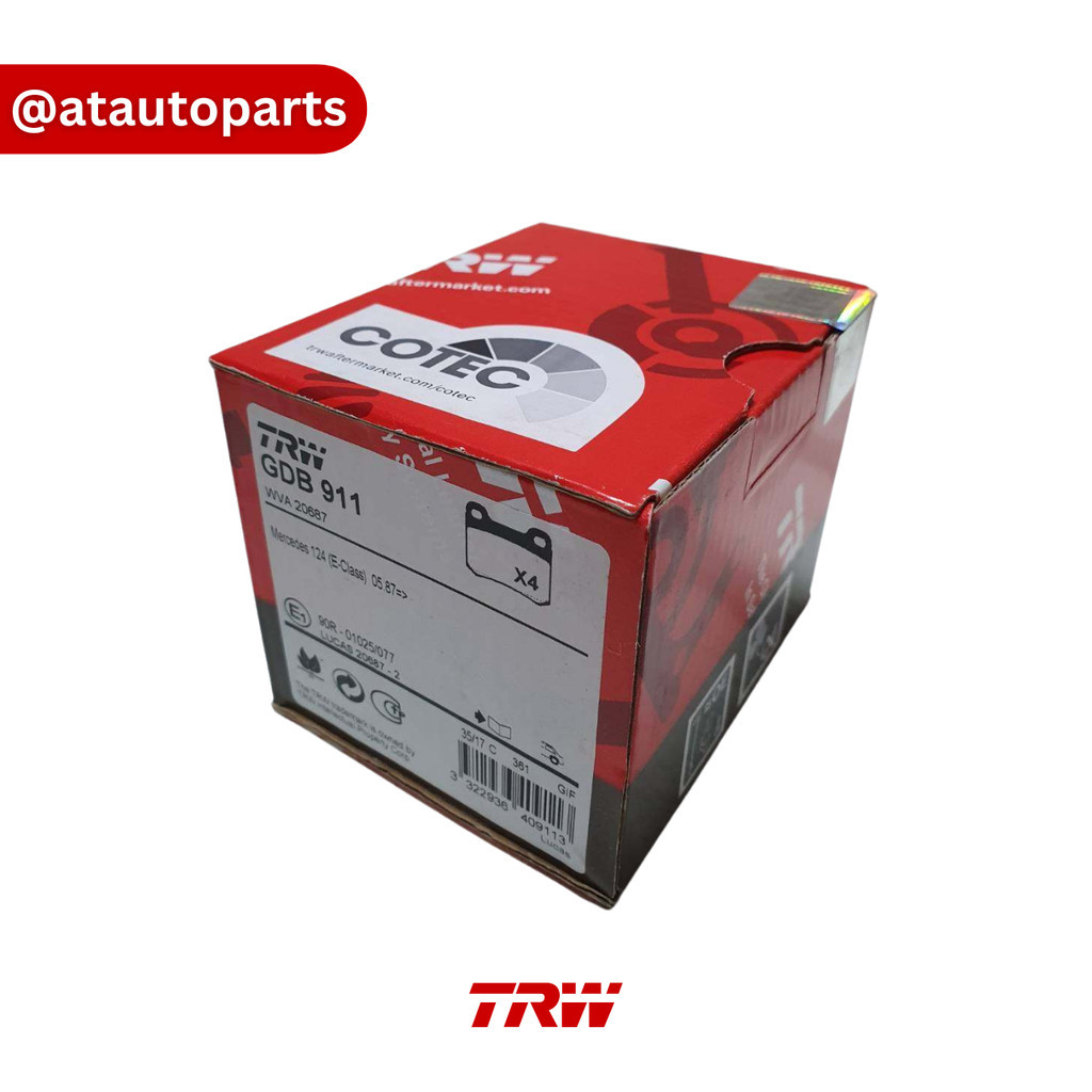 ผ้าเบรคหลัง พร้อมเซนเซอร์ Benz E-Class W124 รุ่น E200, E200D, E220, E250D, E250TD, E280, E300 ...