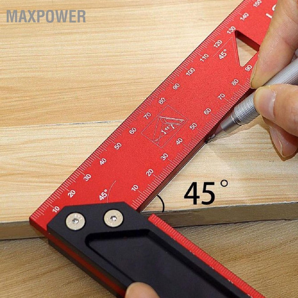 Maxpower 150 มม.คู่ 45 องศาไม้มุมไม้บรรทัด L วัดไม้บรรทัดสำหรับช่างไม้วัดและทำเครื่องหมาย ...