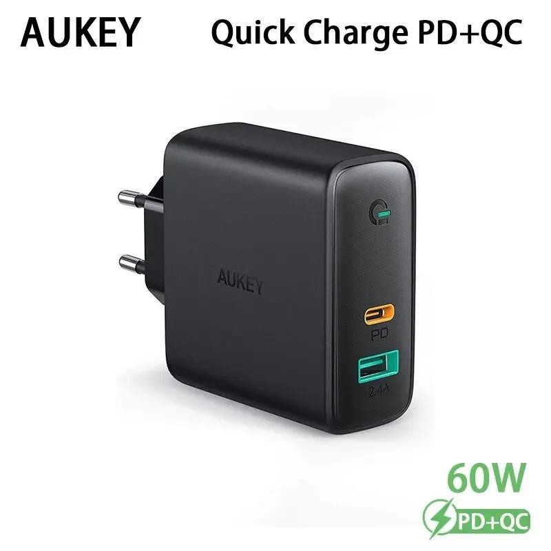 Aukey PA-D3 60W Quick Charge USB-C Type-C Fast Wall Charger EU Plug ชาร ์ จสําหรับโทรศัพท ์ ...
