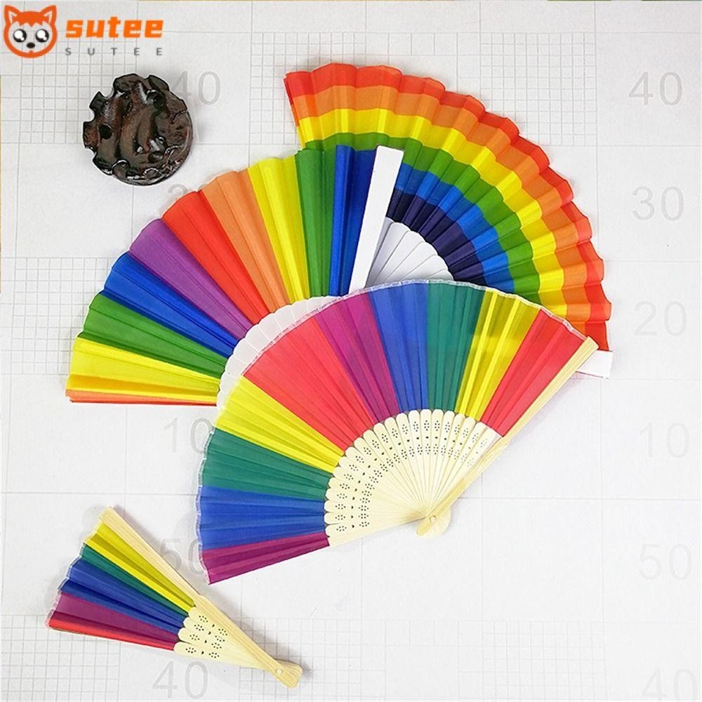 Sutee พัดลมสายรุ ้ ง พัดลมมือพับหัตถกรรมแบบพับได ้ | Shopee Thailand