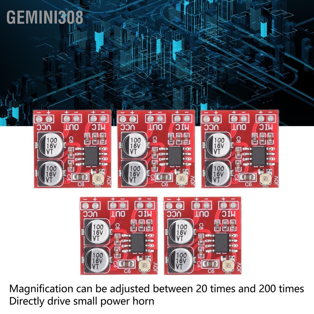 Gemini308 5 ชิ้น Electret ไมโครโฟน เครื่องขยายเสียง โมดูลปรับเกนได้ ...