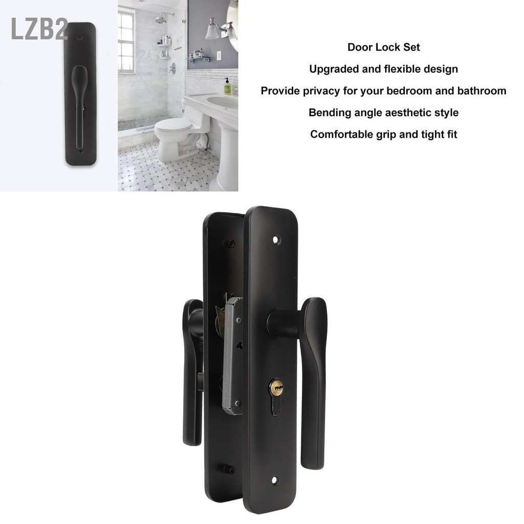 LZB2 ชุดล็อคประตูเคลือบทนออกซิเดชั่นกันสนิมจับสบายมือจับประตูสแตนเลสสำหรับห้องนอนห้องน้ำ ...