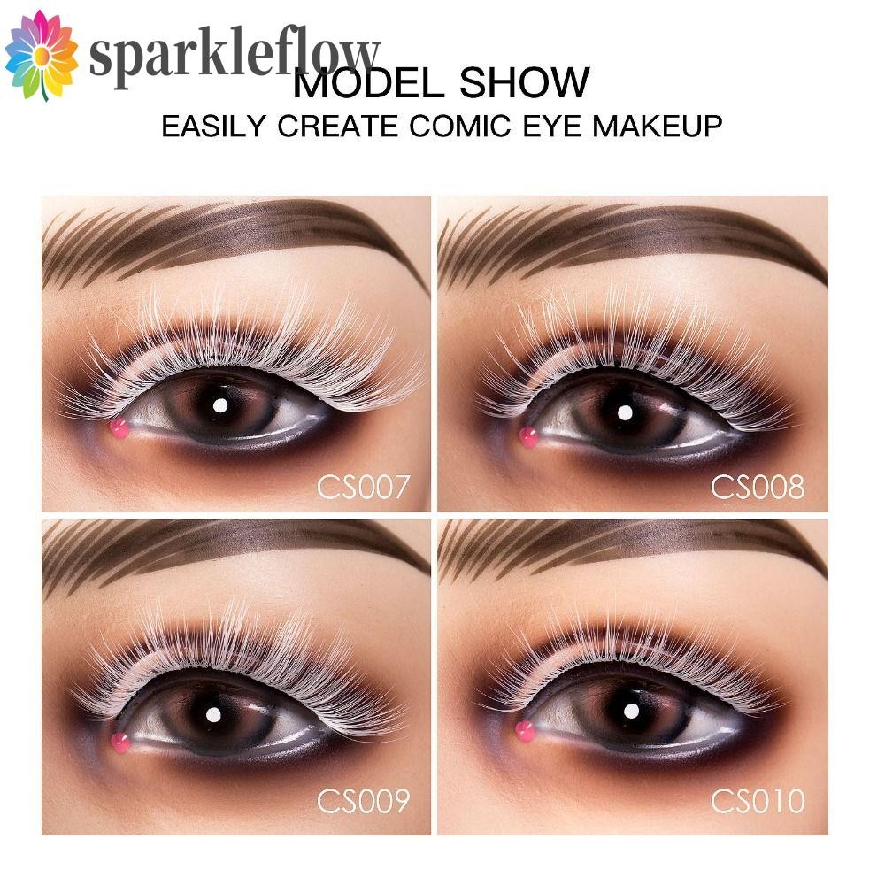 Sparkleflow ขนตาปลอมสีขาว, เกินจริง 3D Curled Lashes, ยุโรปสไตล์อเมริกัน Faux Fibre 7 คู่ Lashes ...