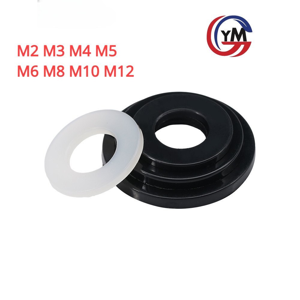 [YMH1]M2-M12 ขาว ดำ แหวนอีแปะ ไนลอน พลาสติก แหวนรอง น็อตสกรู（นุ่ม ปะเก็น） M2M3M4M5M6M8M10M12 ...