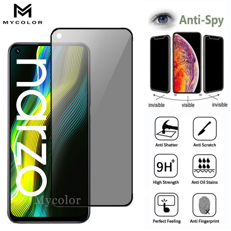 ฟิล์มกระจก เต็มจอ สำหรับ กันมองกันเสือก 9H รุ่น Realme real me Narzo 50 ...