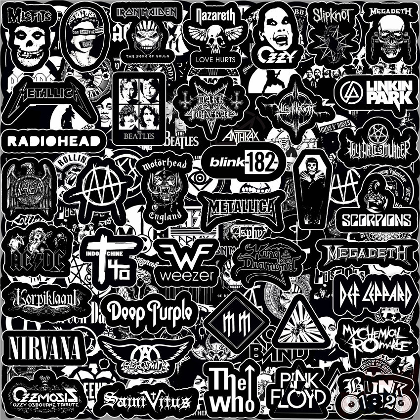100ชิ้น/เซ็ต ★★★ Classical Black & White Mixed Rock Band Series 01 ...