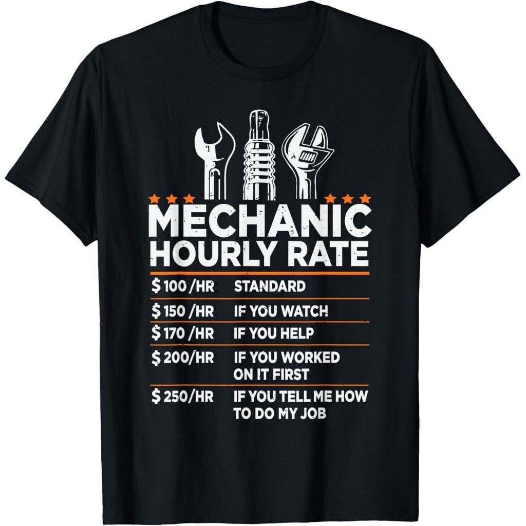 Mechanic Hourly Rate Labor Rates เสื้อยืดคนรักรถ Co-Workers ตลก ...