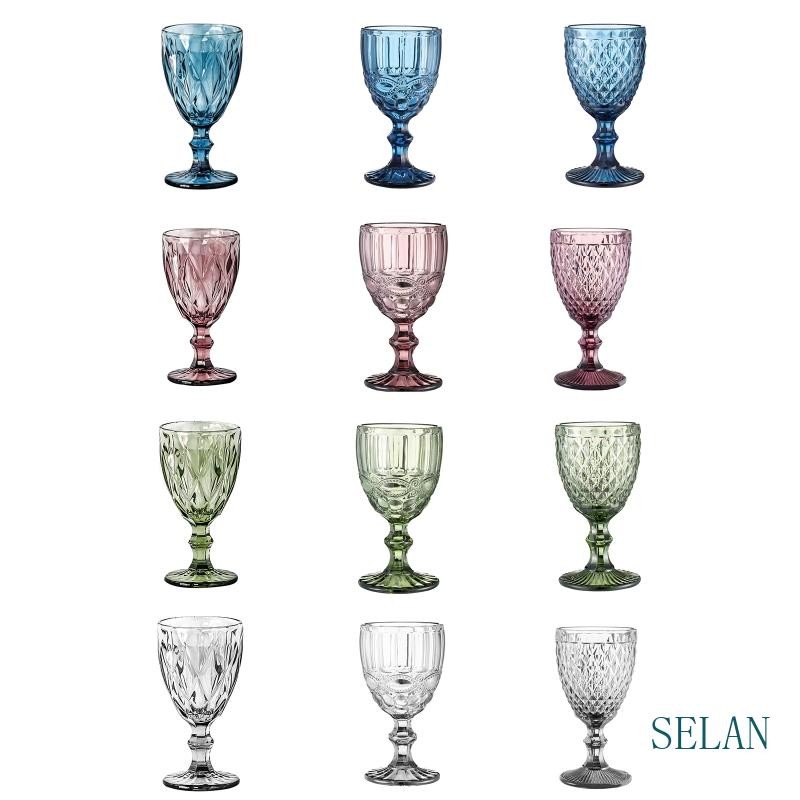 Sel แก้วไวน์สี Goblet รูปแบบวินเทจนูนแว่นตา Goblets สําหรับงานแต่งงาน ...