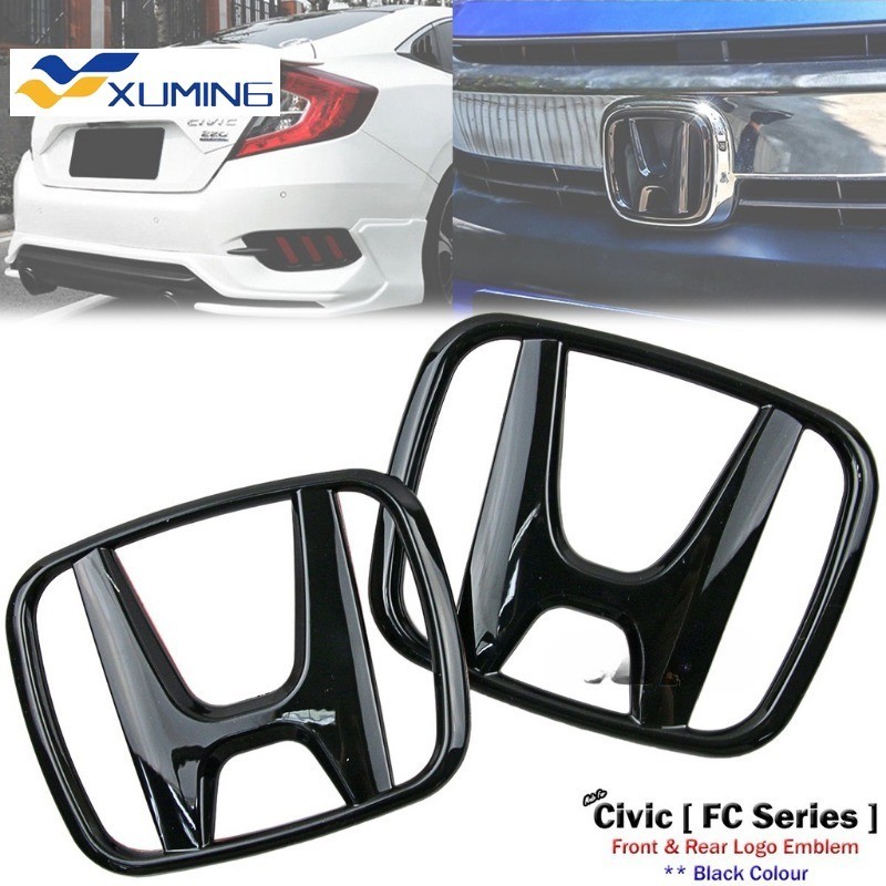 Xm-[2 ชิ้น] ป้ายสัญลักษณ์โลโก้ Honda สีดําสําหรับ Honda Civic FC FC1 FC2 FC6 2016-2021 ด้านหน้า ...