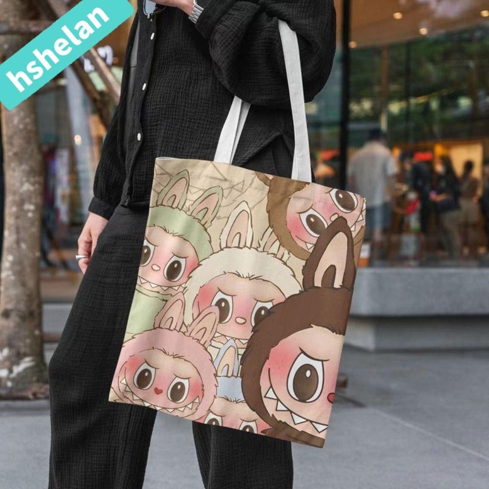 Hshelanf6 Labubu Handbag, แบบพกพาลายการ ์ ตูน Labubu Canvas Bag, กระเป ...