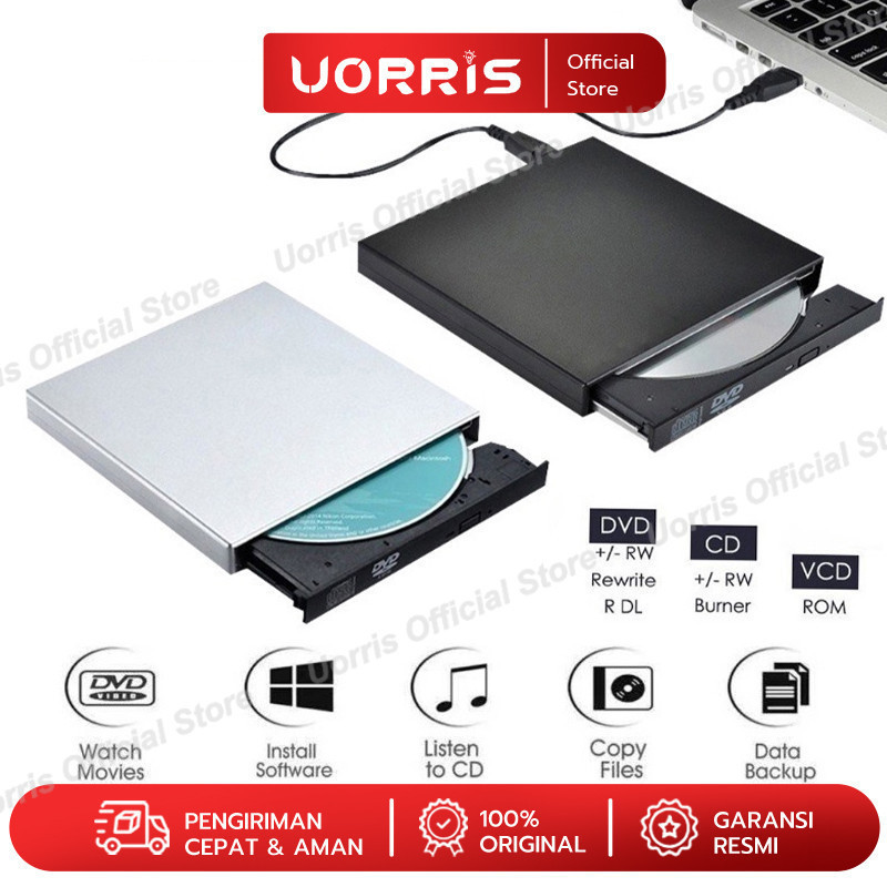 ไดรฟ์ดีวีดีภายนอก Slim Portable Optical Drive Writer Burner Rewriter CD ...