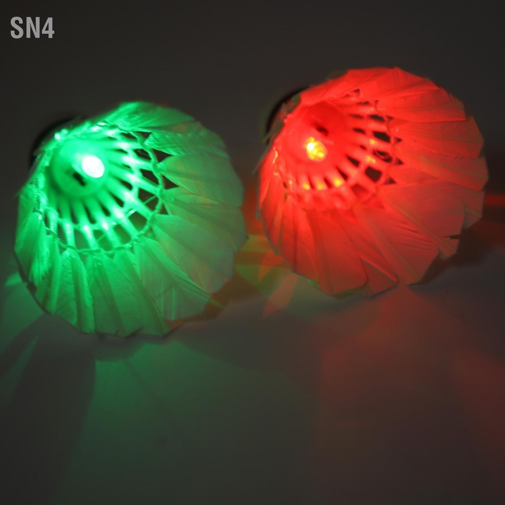 SN4 5 ชิ้น LED แบดมินตันแบดมินตัน Dark Night Glow Birdies แสงสวิทช์ควบคุมยืดหยุ่น Goose Feather ...