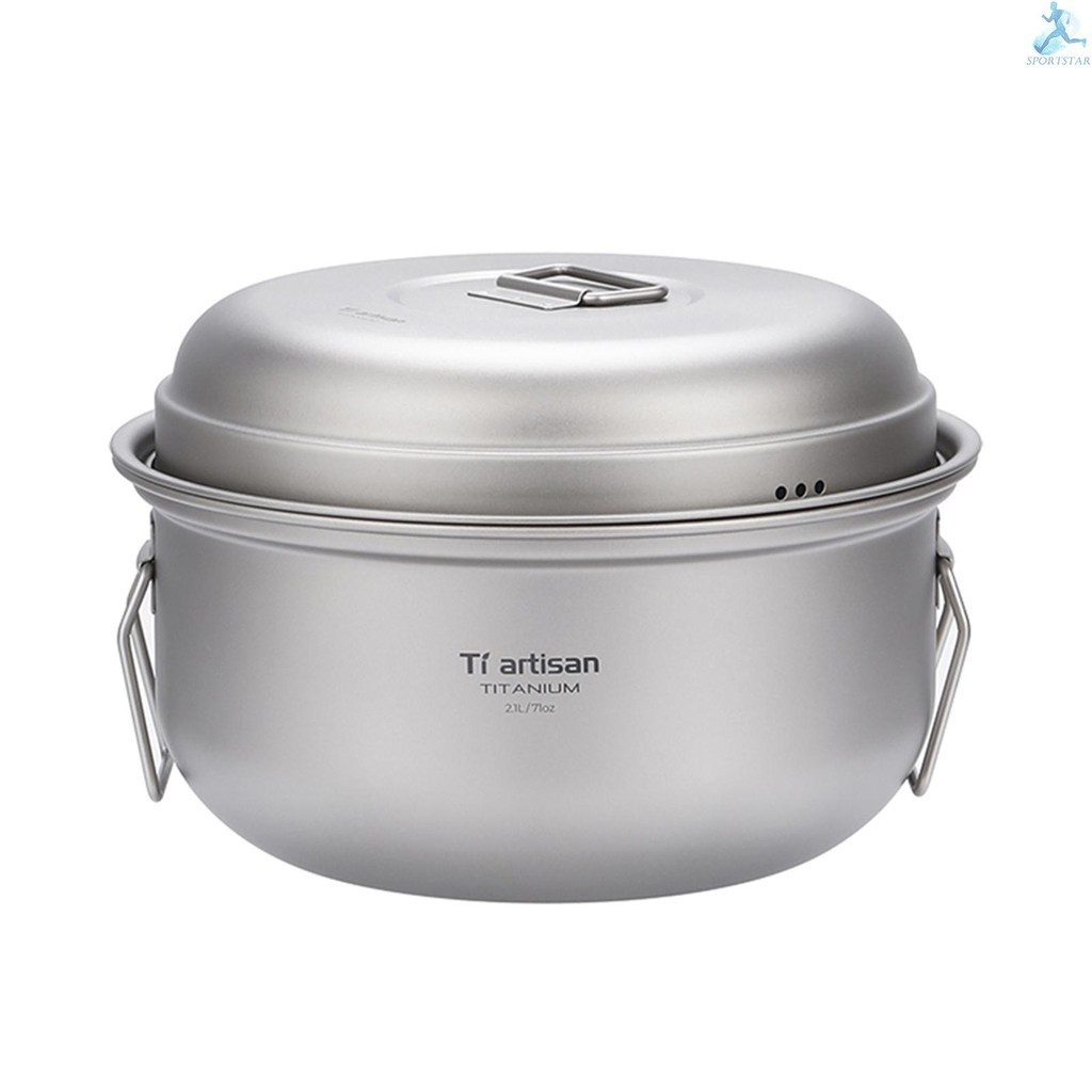 【⚽Sportstar 】Titanium Steamer Stockpot Set พร ้ อมฝาปิด Outdoor Camping ...