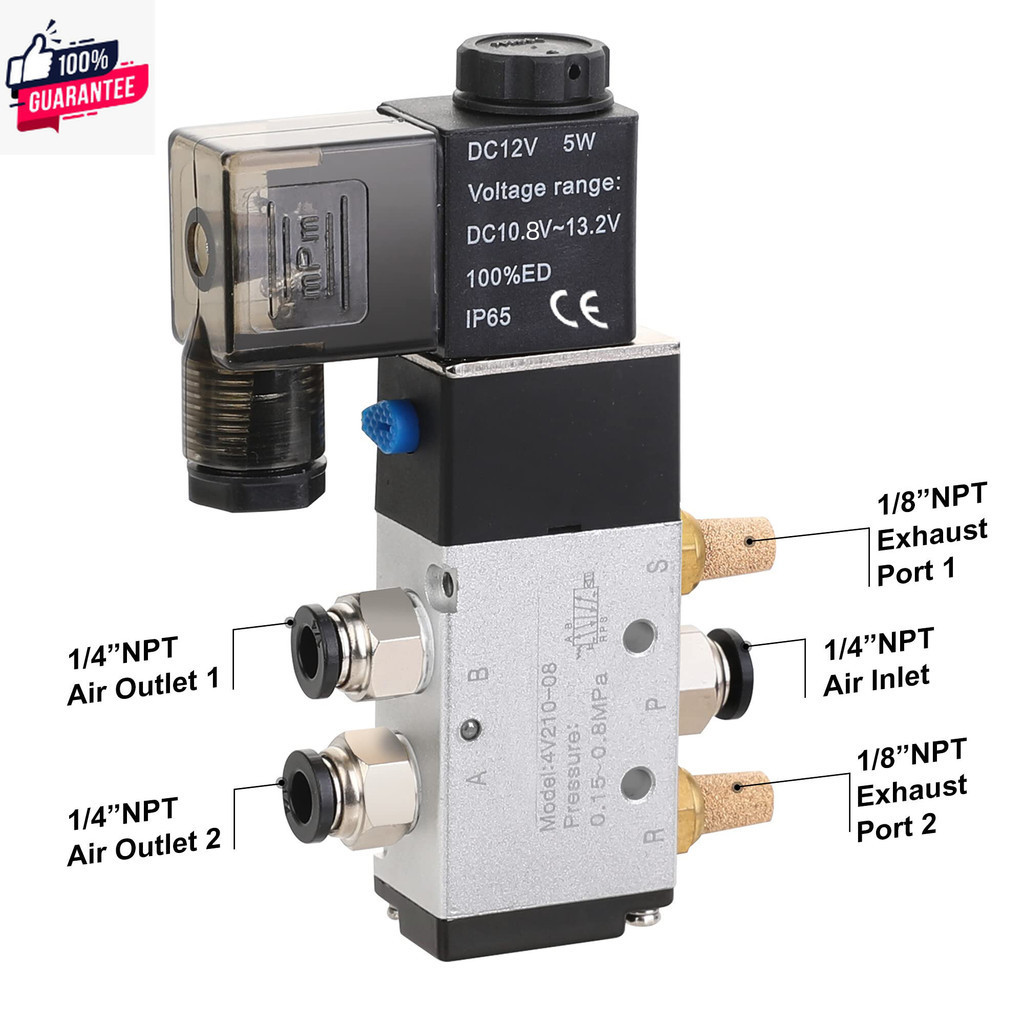 4V210-08 5Way 2 Position Electric Solenoid Valve 1/4 Port Size DC24V ...
