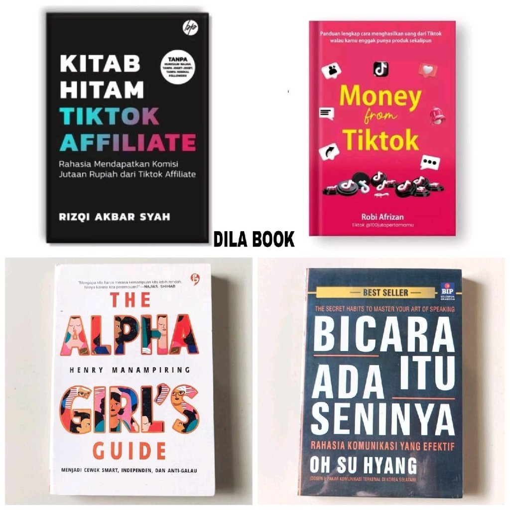 1 แพ็คเกจ 4 เล่ม: หนังสือของ HITAN TIK TOK AFFILIATE+MONEY จาก TIK TOK+THE ALPHA GIRLS GUIDE ...