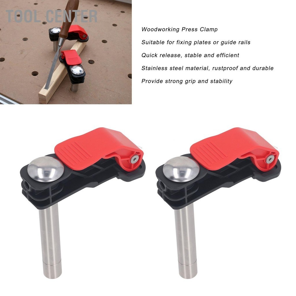 Tool Center 2PCS ไม้ Quick Press สแตนเลสสตีลสุนัข CLAMP Desktop Chute ...