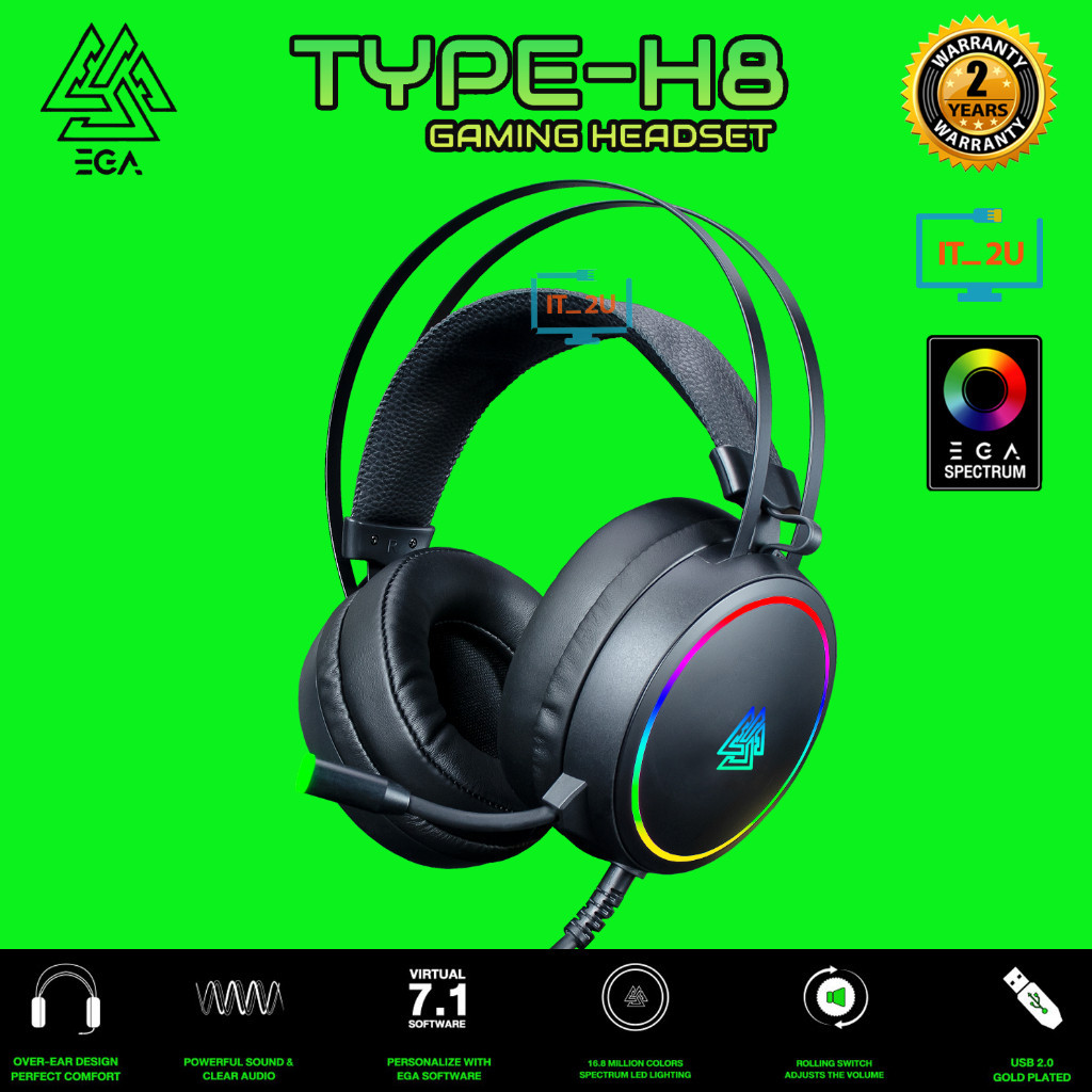 EGA Type-H8 Gaming Headset7.1 Spectrum RGB หูฟังเกมมิ่ง หูฟังเล่นเกมส์ ...