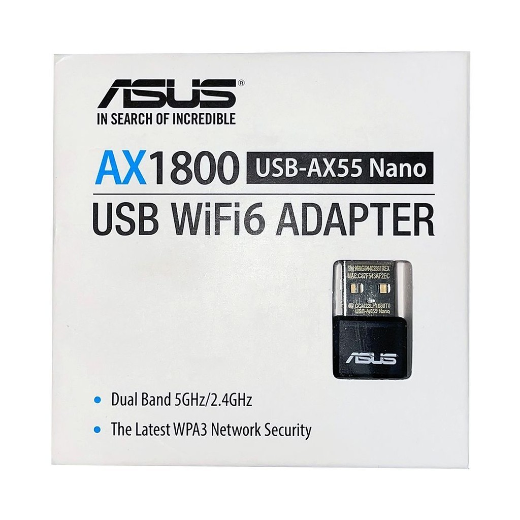 ASUS USB-AX55 Nano AX1800 Dual-Band (2.4GHz / 5GHz, WiFi 6) USB Wi-Fi ...