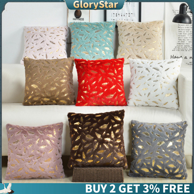 Glorystar โยนหมอน Feather Bronzing Gold ฟอยล์พิมพ์โซฟาเอวโยนเบาะรองนั่ง ...