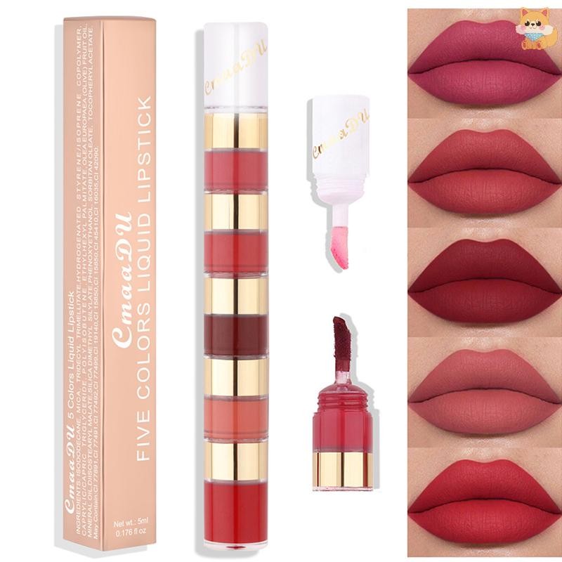 [VI] 5 In 1 Matte Lipstick Kit Combo Strip Velvet เซ็กซี่ Red Lip Tint ...
