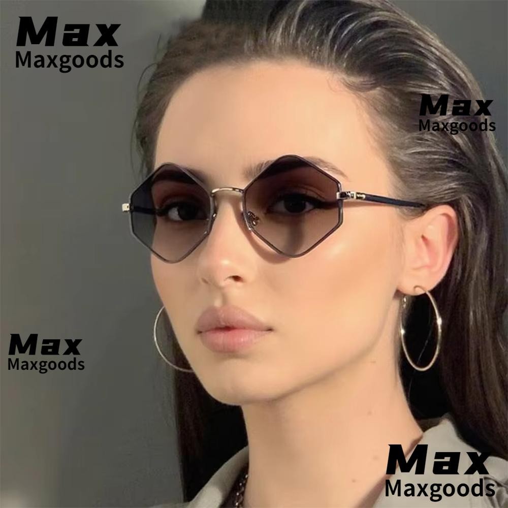 Maxg รูปหลายเหลี่ยม Shades, UV400 ป้องกันกรอบโลหะแว่นตากันแดดหกเหลี่ยม, Vintage Luxury Punk ...