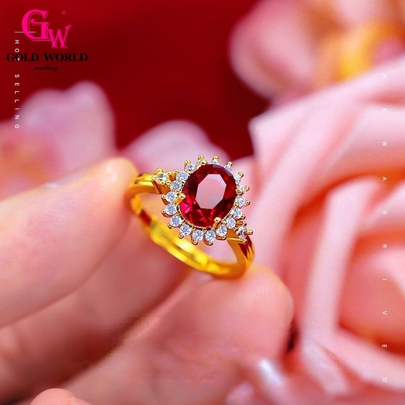 Emas 916 Gold Bangkok Female Ruby and Diamond Ring ในทองคํา 18k | Shopee Thailand