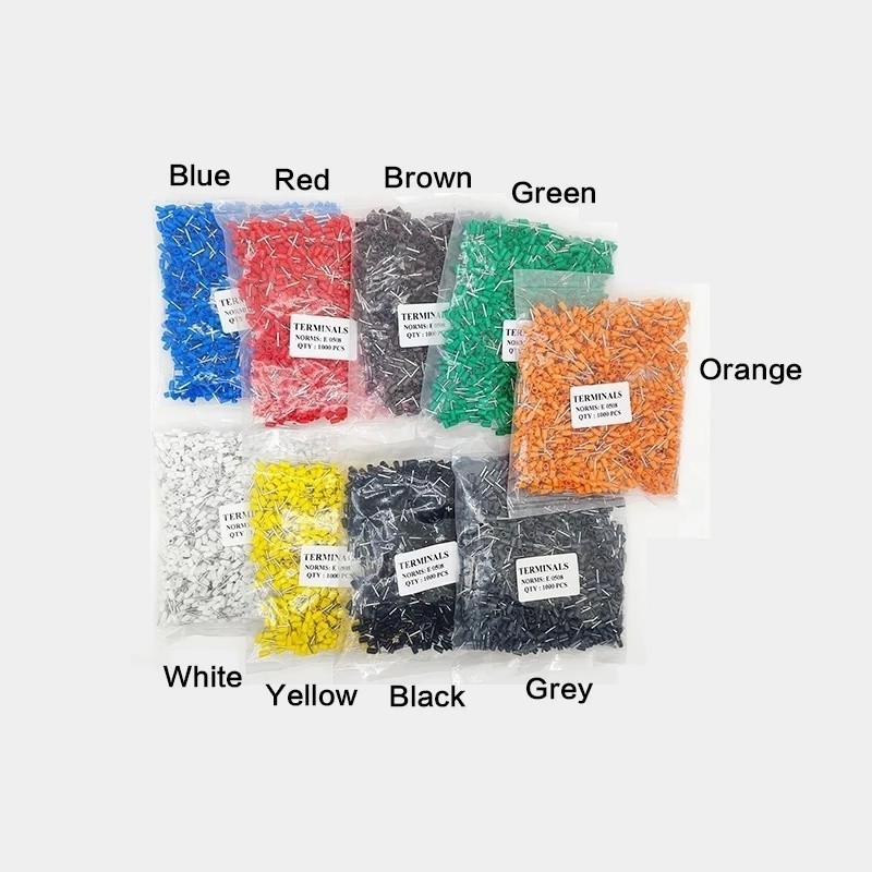 100 ชิ้นฉนวนปลอกโลหะเทอร์มินัลบล็อกสายไฟปลายขั้วต่อสายไฟไฟฟ้า Crimp Terminator E0508 E | Shopee ...