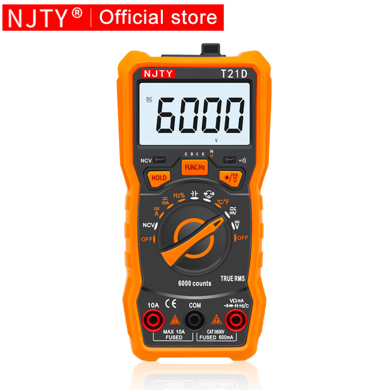 Njty มัลติมิเตอร์แบบดิจิตอล T21A T21B T21C T21D T21E 6000 นับ AC/DC AV ...