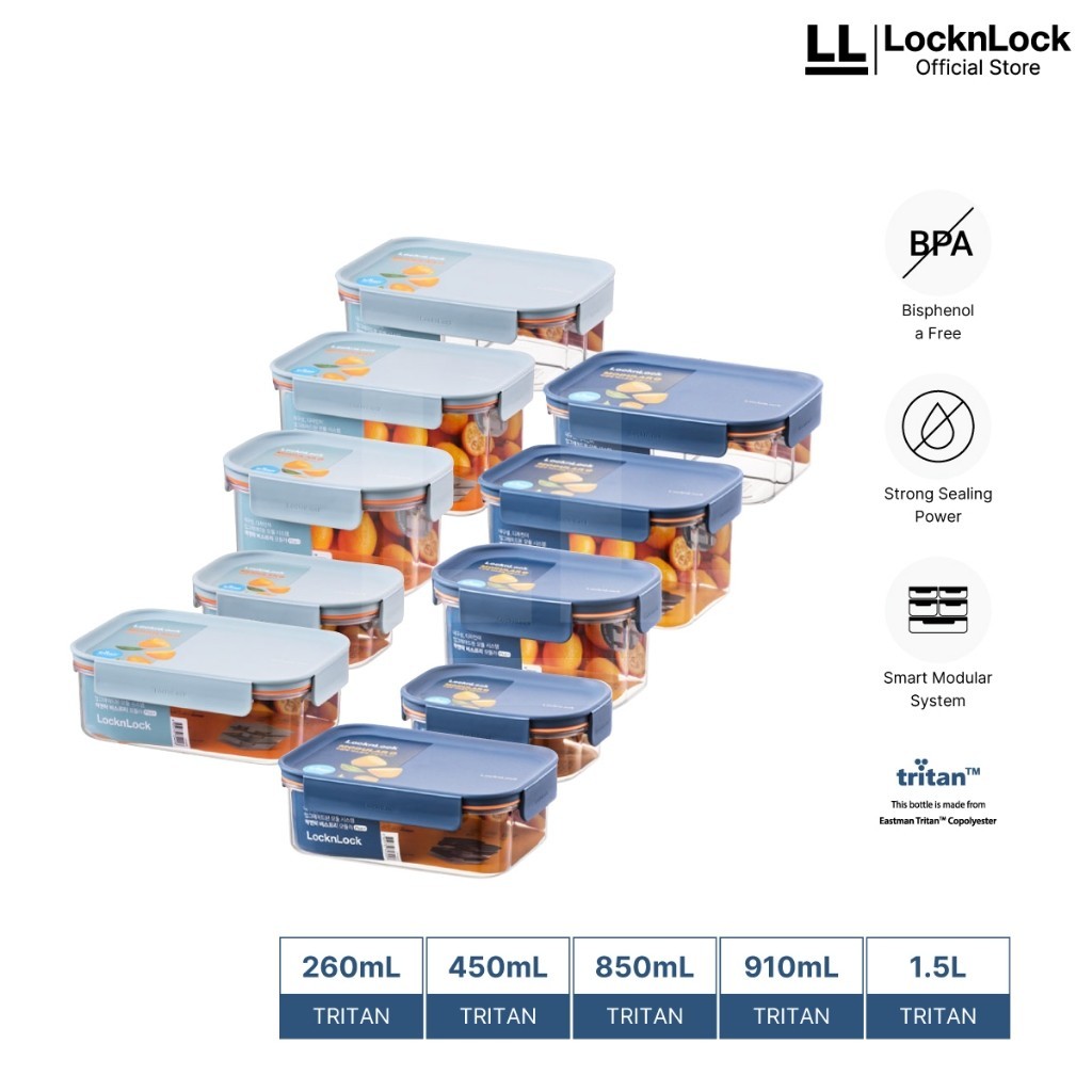 Locknlock Bisfree Modular Plus สี่เหลี่ยม Tritan กล่องอาหารกลางวัน LBF401R LBF402R LBF404DR ...