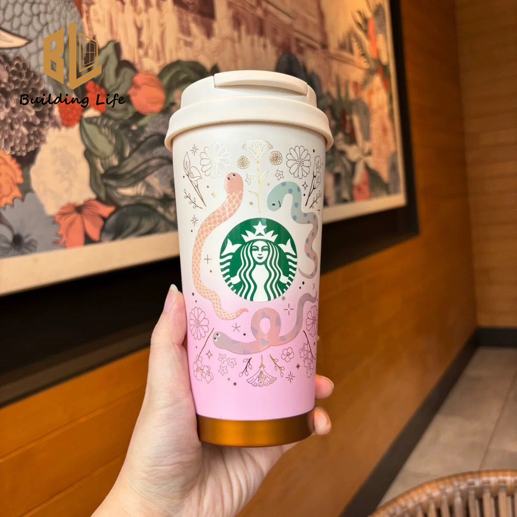 Starbucks Cup Garden Cute Snake Series Gradient Powder Stainless Steel ...