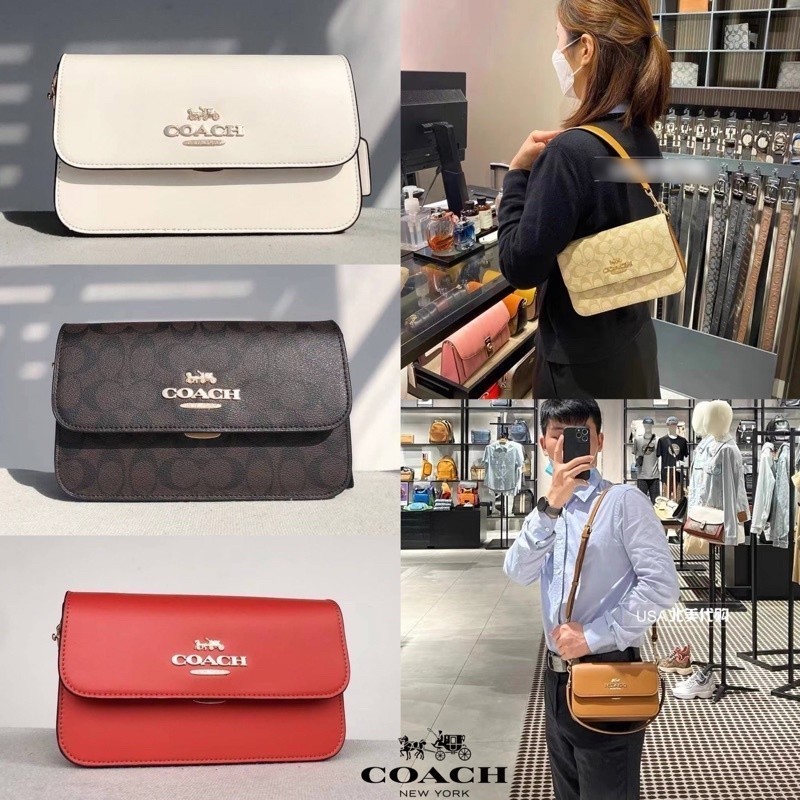 Brynn Flap Crossbody Bag CA174 หนังแท้ ผู้หญิง กระเป๋า Coac h กระเป๋า ...