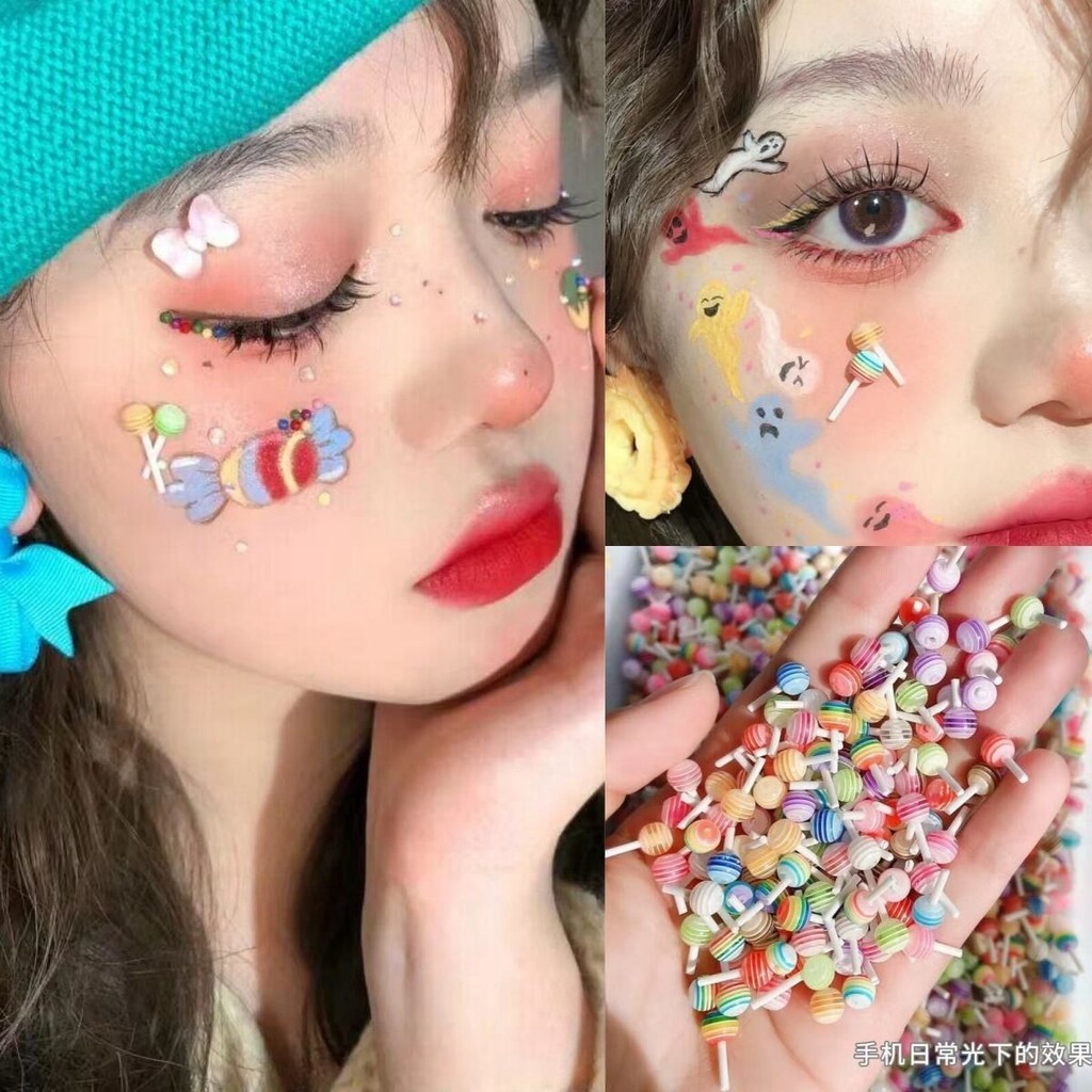 Christmas candy makeup girl dopamine lollipop face paste diamond photo ...