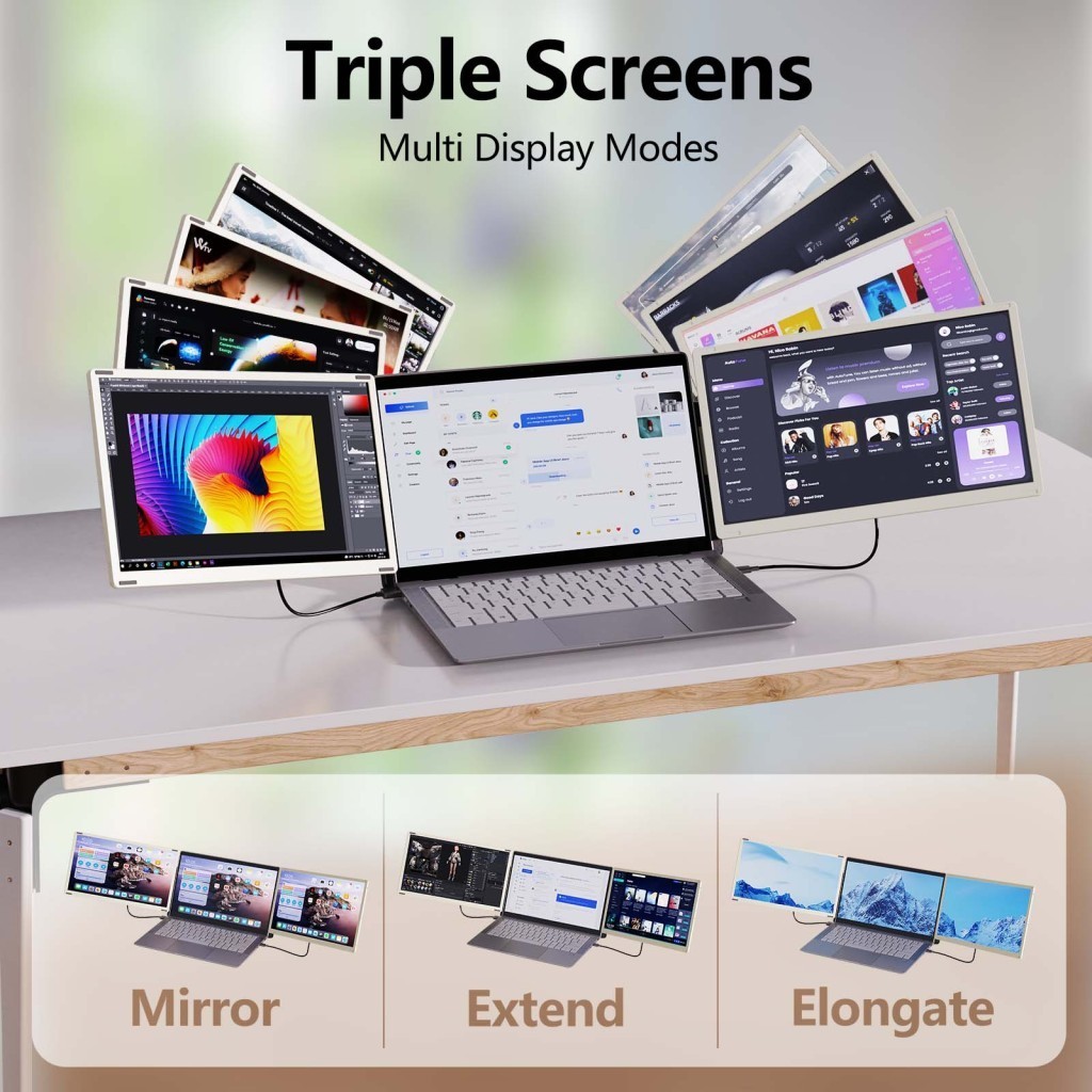 EAS- 15.6 นิ้ว S6 Triple Screen Laptop Screen Extender FHD 1080P IPS ...