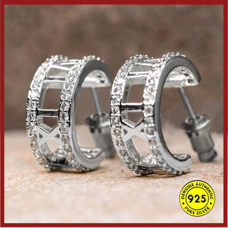 All-matching ประณีตแฟชั่น Micro Inlay ตัวอักษรต่างหู Hollow Design Lady ...