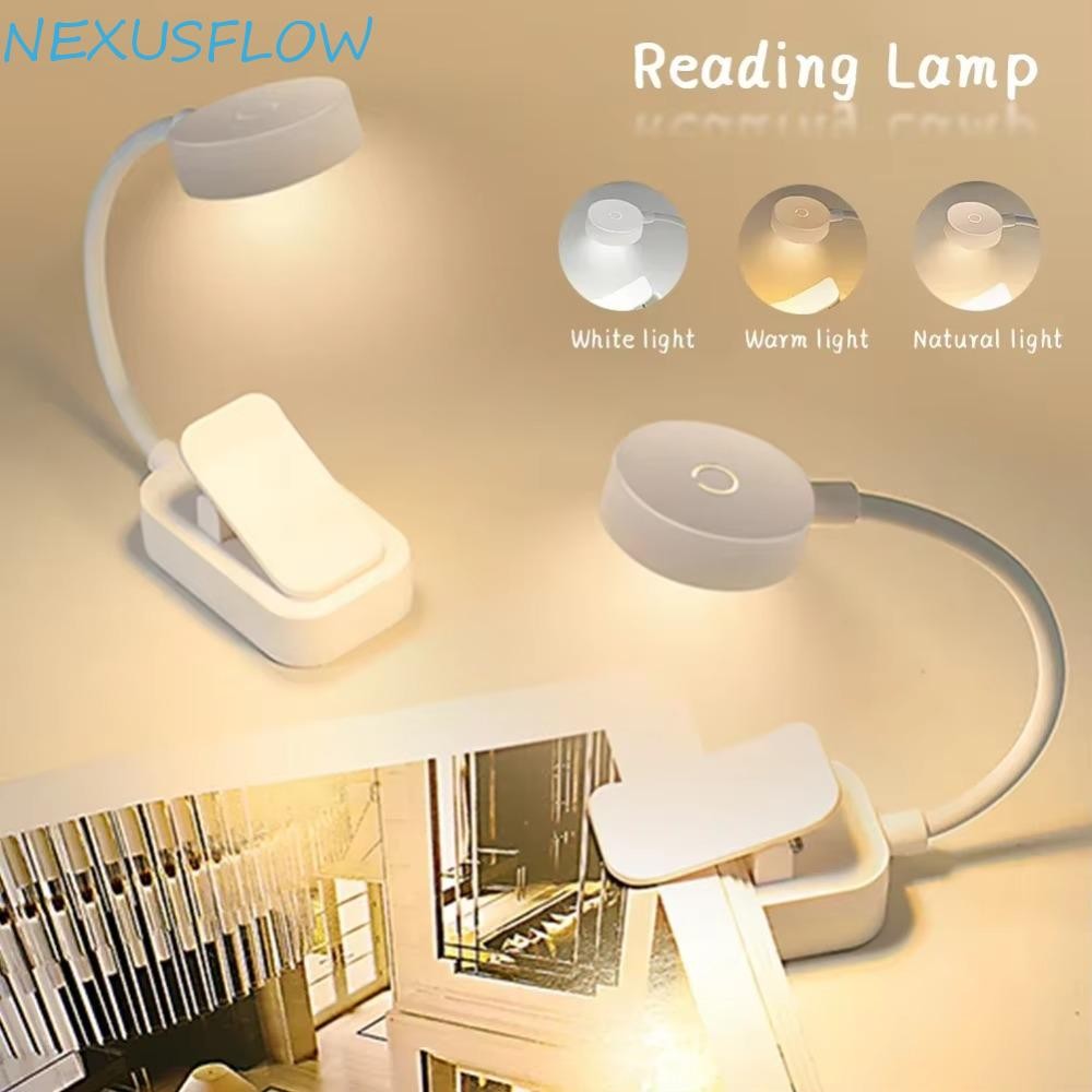 Nexusflow ไฟคลิปหนังสือ LED, โคมไฟตั้งโต๊ะห้องนอนป้องกันดวงตา 3 สี, น้ําหนักเบา 360° หมุน ...