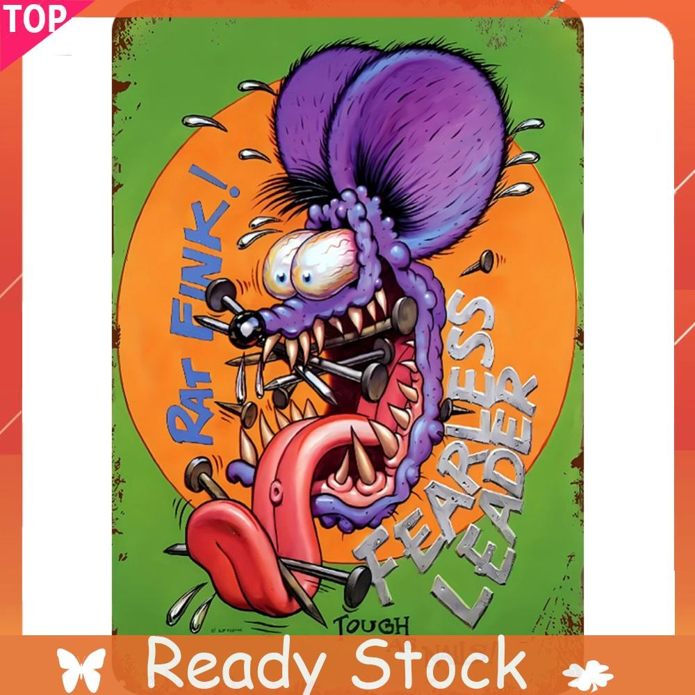 Vintage Metal Rat Fink Tin Sign ภาพวาดเหล็กสี่เหลี่ยมตกแต่งผนัง 30x40 ...
