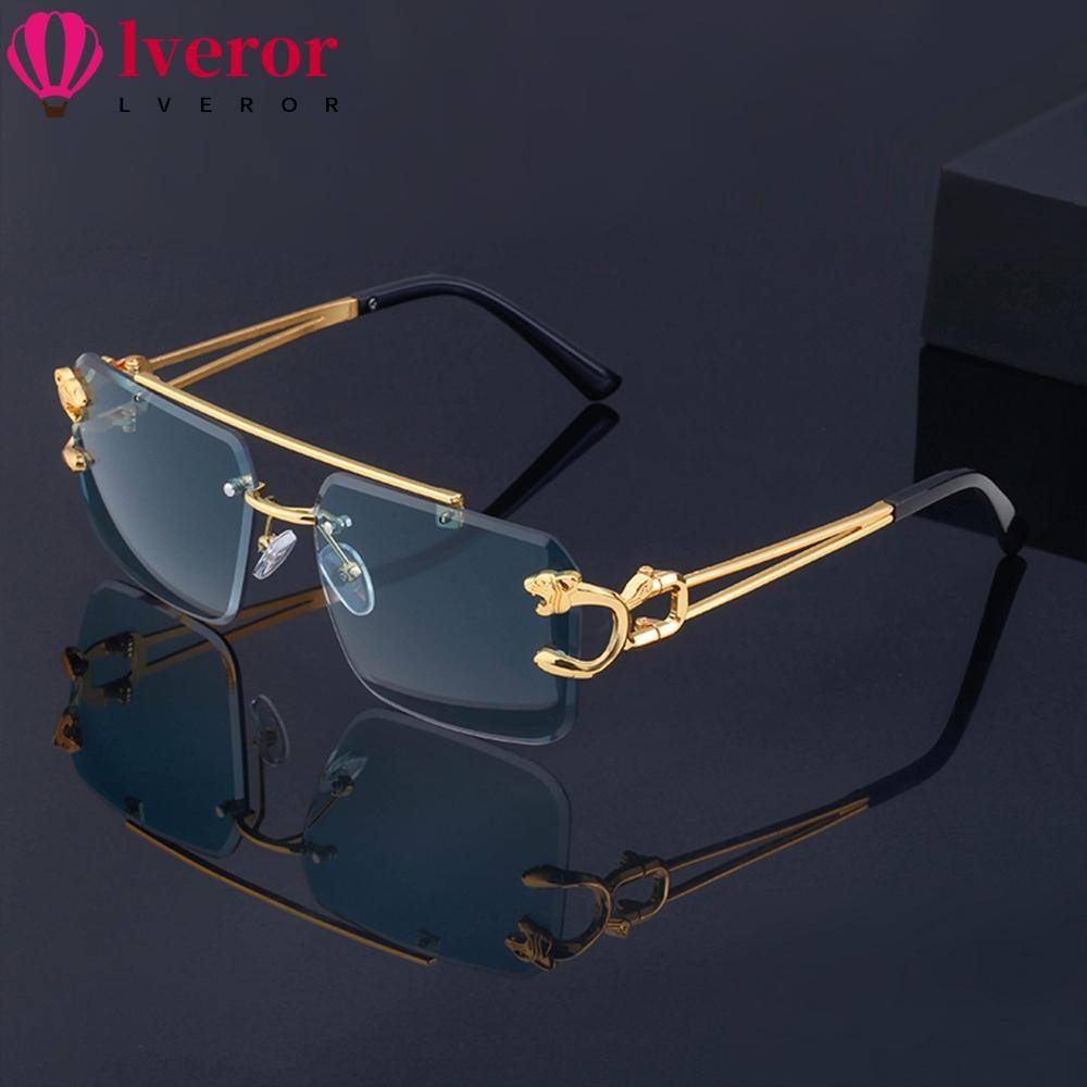 Lveror แว่นกันแดดไร้ขอบแว่นตาโลหะไร้กรอบ Retro Steampunk Sun แว่นตา | Shopee Thailand