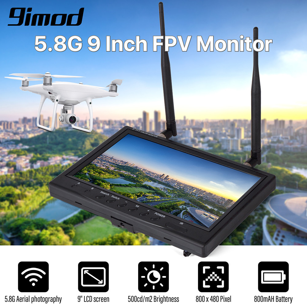 9imod 5.8G FPV Monitor LCD HD หน ้ าจอ 9 นิ ้ ว 800x480 16 นิ ้ ว 9 NTSC/PAL สําหรับ RC FPV ...