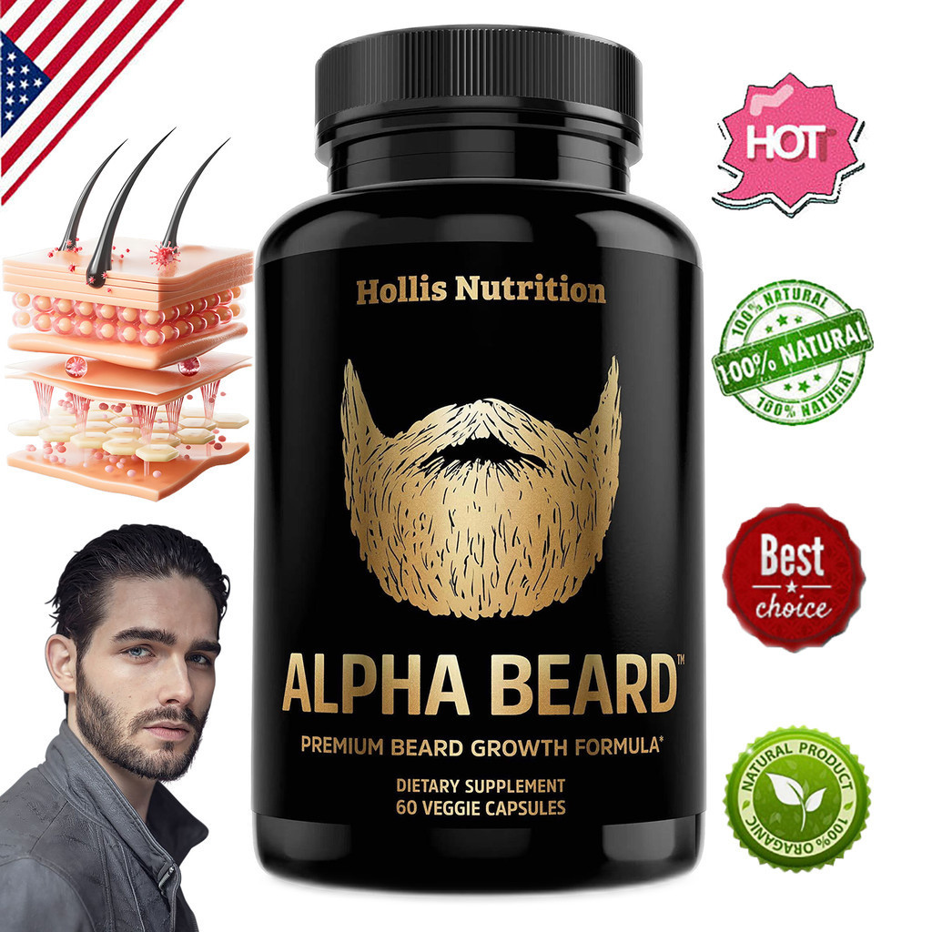 วิตามิน ALPHA BEARD Growth|Biotin 10K MCG, Collagen, Keratin,อาหารเสริมการเจริญเติบโตของเคราและ ...