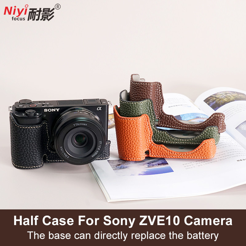 หนัง PU ครึ่งกล้องป้องกันกระเป๋าสําหรับ Sony ZV1 Mark II ZV-1F ZV1-2 ...
