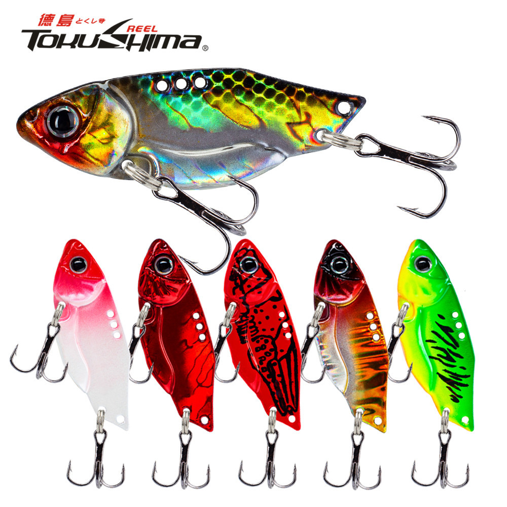 3.5g/5g/7g/10g/14g ช้อนล่อโลหะสีสัน VIB Sinking Jig 3D ตาช้อน Spinner Hard เหยื่อคู่ Treble ...