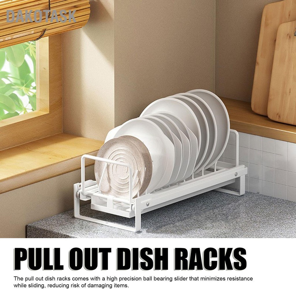 DAKOTASK Pull Out Dish Drying Racks Carbon Steel Cabinet Slide Pantry ...