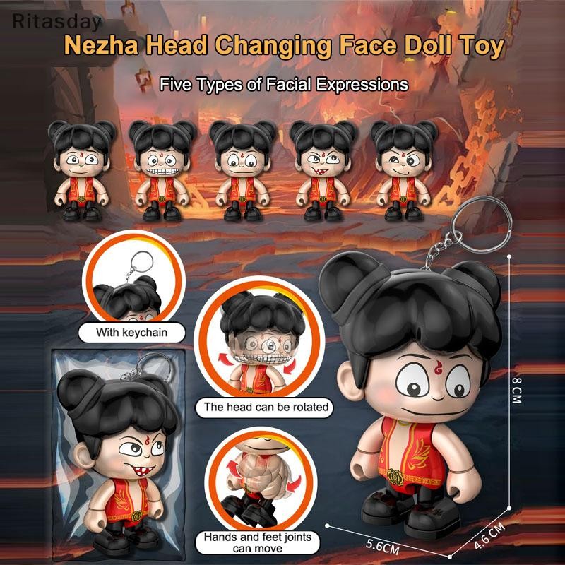 Ritasday ฟิล์ม Nezha ตุ๊กตา Joint หมุน Face-เปลี่ยนของเล่นเครื่องประดับ ...