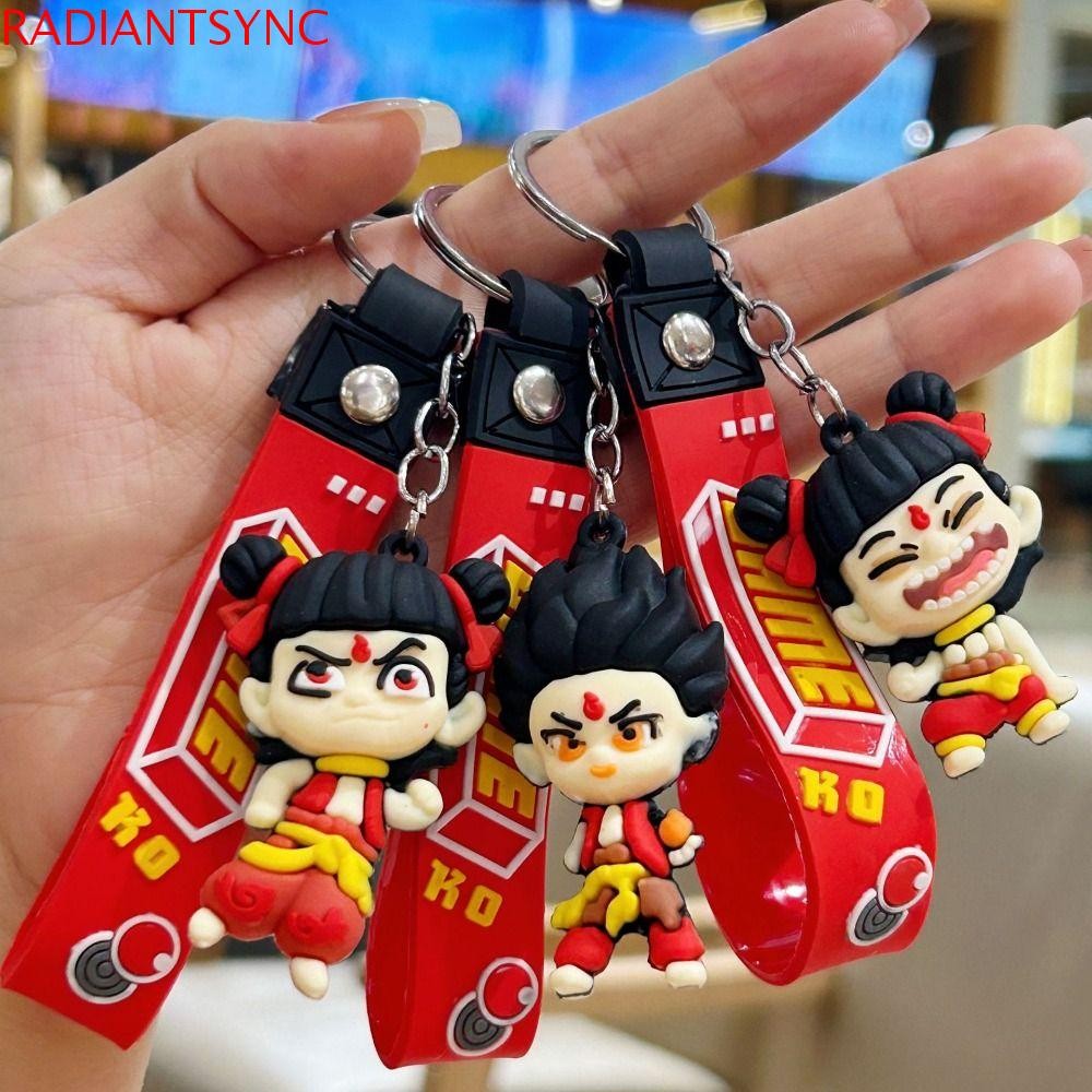 Radiantsync Ne Zha พวงกุญแจตุ๊กตา, ซิลิโคน Aobing Expression NeZha ตุ๊กตา, Kawaii Myth จี้ ...