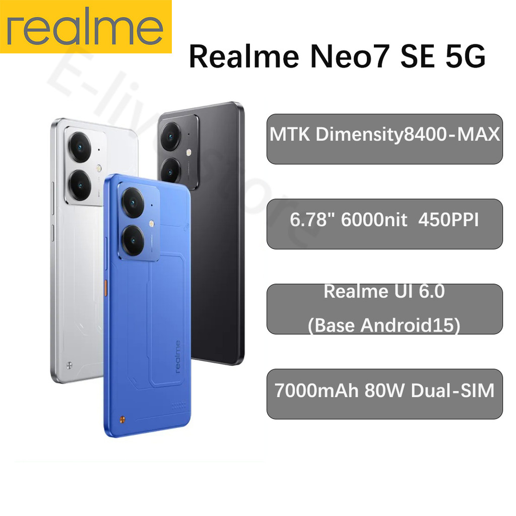 Realme Neo7 SE 5G UNLOCKED ขนาดโทรศัพท์มือถือ 8400-MAX 6.78 นิ้ว 450PPI 7000mAh Dual-SIM ...