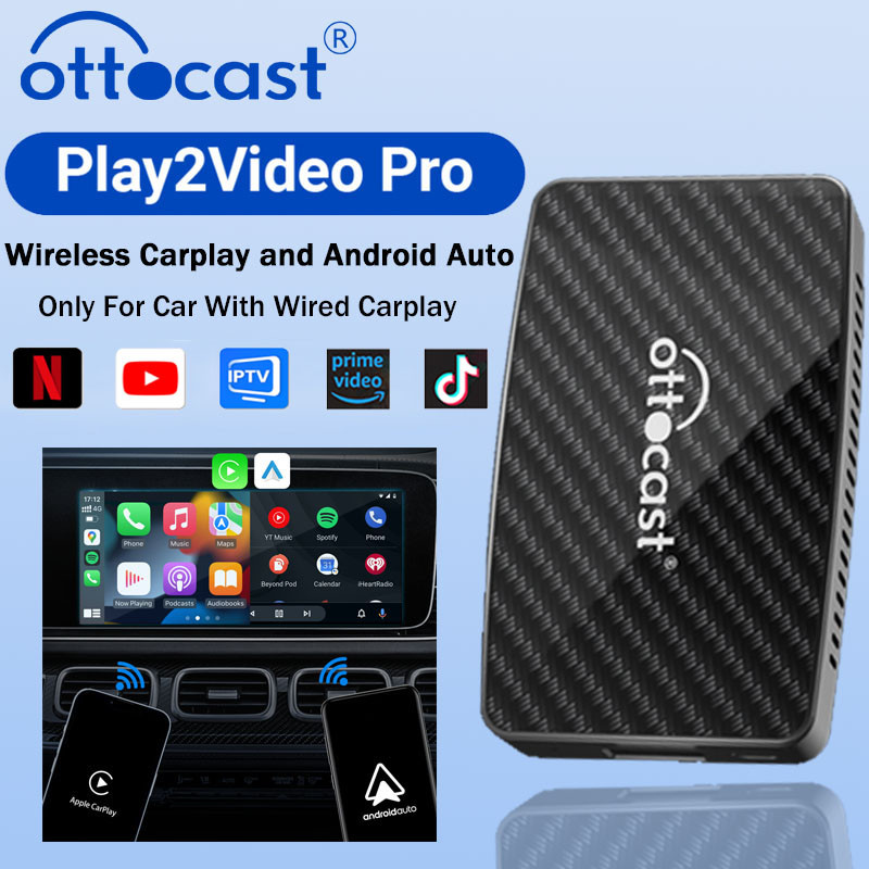 Ottocast Play2Video Pro Android 12 กล่องทีวีไร้สาย CarPlay Android อะแดปเตอร์อัตโนมัติในตัว ...