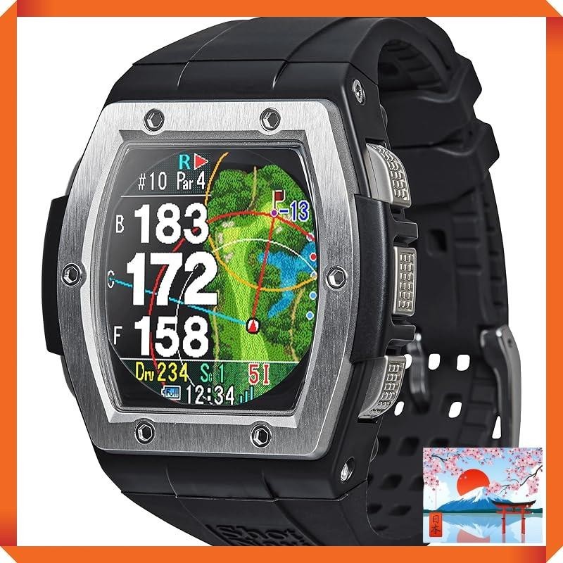 Shot Navi Crest Black × Silver GPS Golf Navigation Golf Distance Meter ...