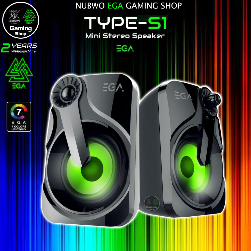 🎮 GAMING NUBWO EGA TYPE S1 Mini STEREO SPEAKER GAMING ลำโพงเกมมิ่ง ไฟ ...
