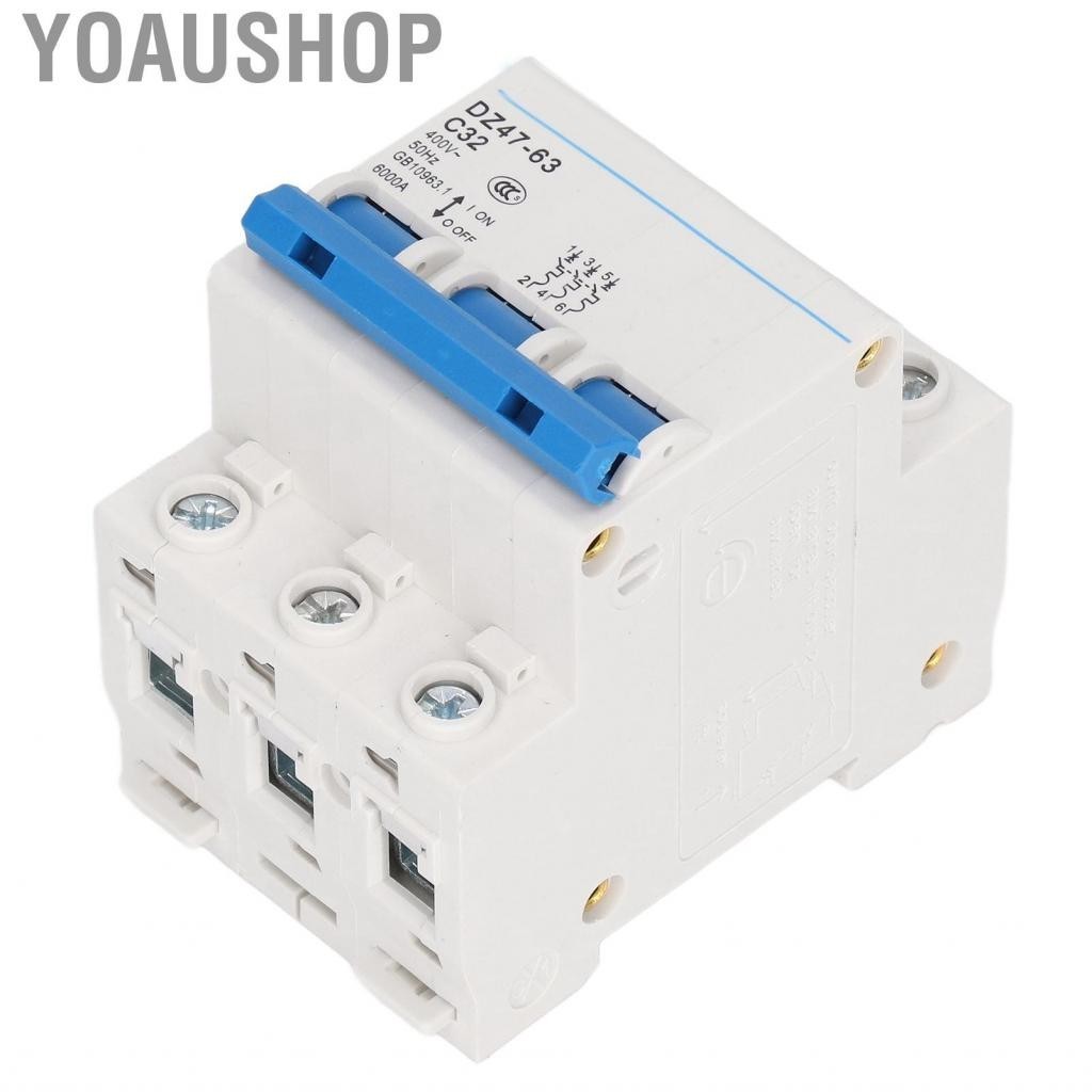 Yoaushop DIN Rail Mount Circuit Breaker Modular Construction 400V Breaking Capacity 6000A Flame ...